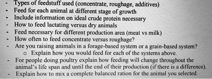 SOLVED: Types of feedstuff used (concentrate, roughage, additives ...
