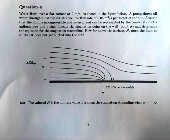SOLVED: Question 4 Water flows over a flat surface at 2 m/s,as shown in ...