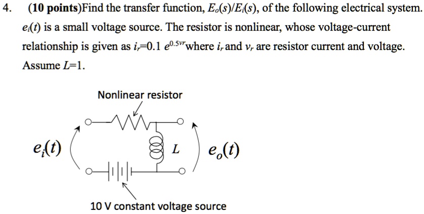 SOLVED: Find the transfer function, E(s)/E(s), of the following electrical system. e(t) is a ...