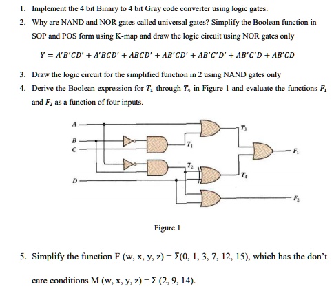 SOLVED: 1. Implement the 4 bit Binary to 4 bit Gray code converter ...