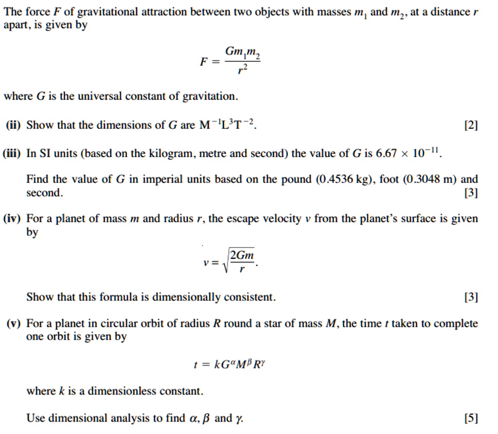 The force F of gravitational attraction between two objects with masses ...