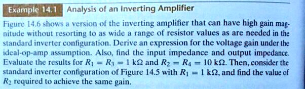 SOLVED: Example 14.1: Analysis of an Inverting Amplifier Figure 14.6 shows a version of the ...