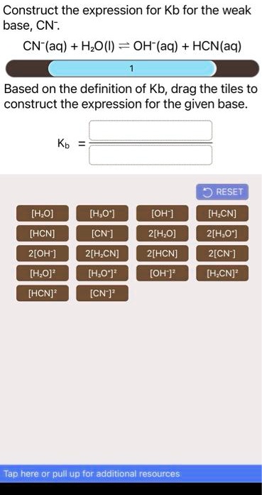 SOLVED: Construct the expression for Kb for the weak base, CN. CN-(aq ...