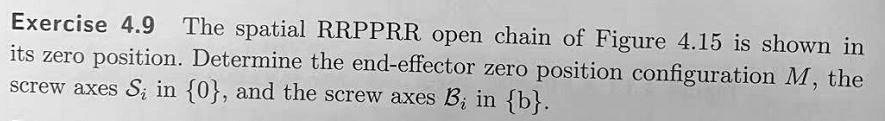 exercise 49 the spatial rrpprr open chain of figure 415 is shown in its zero positiondetermine ...