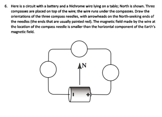 SOLVED: Here Is a circult with battery and = Nichrome wirc Iving on ...