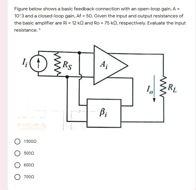 SOLVED: Figure below shows a basic feedback connection with an open-loop gain, A = 10^3 and a ...