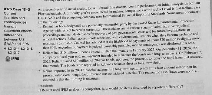 SOLVED: IFRS Case 13-3 Current liabilities and contingencies; financial ...