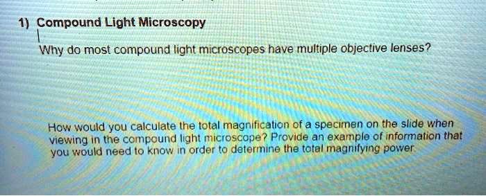 SOLVED: Compound Light Microscopy: Why do most compound light ...
