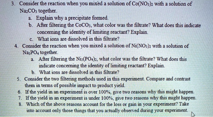 SOLVED: Consider the reaction when you mixed a solution of Co(NO3) with ...
