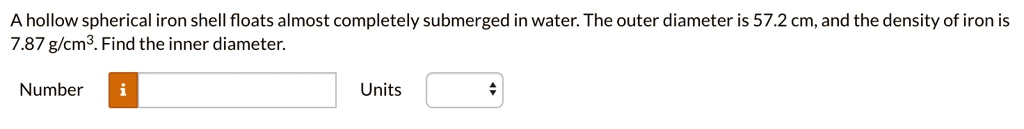 SOLVED: A hollow spherical iron shell floats almost completely ...