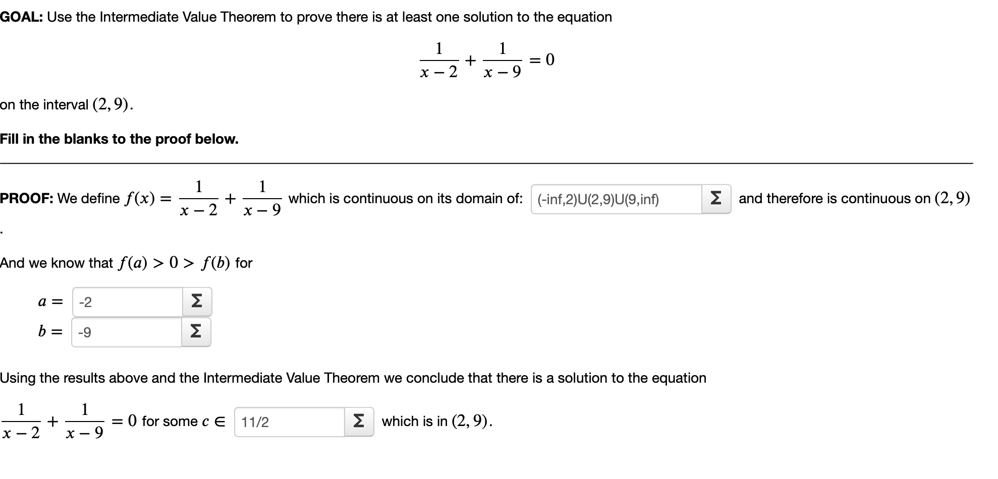 GOAL: Use the Intermediate Value Theorem to prove there is at least one ...