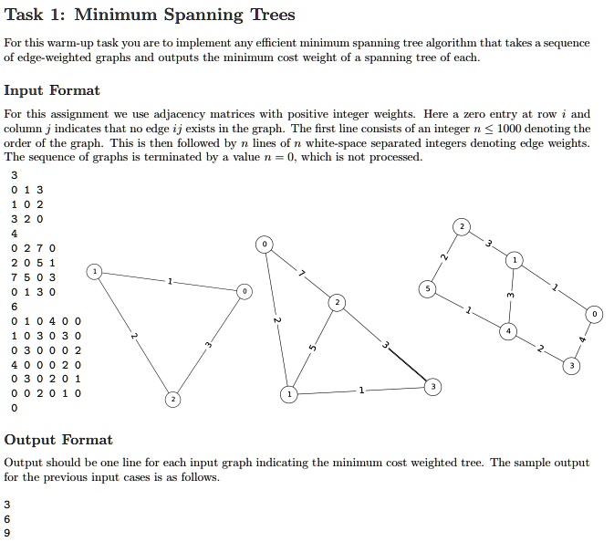 Solved Task 1 Minimum Spanning Trees For This Warm Up Task You Are To Implement An Efficient