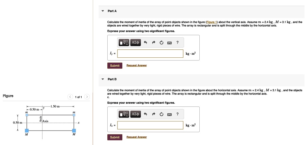 Part A Calculate the moment of inertia of the array of point objects shown in the figure (Figure ...