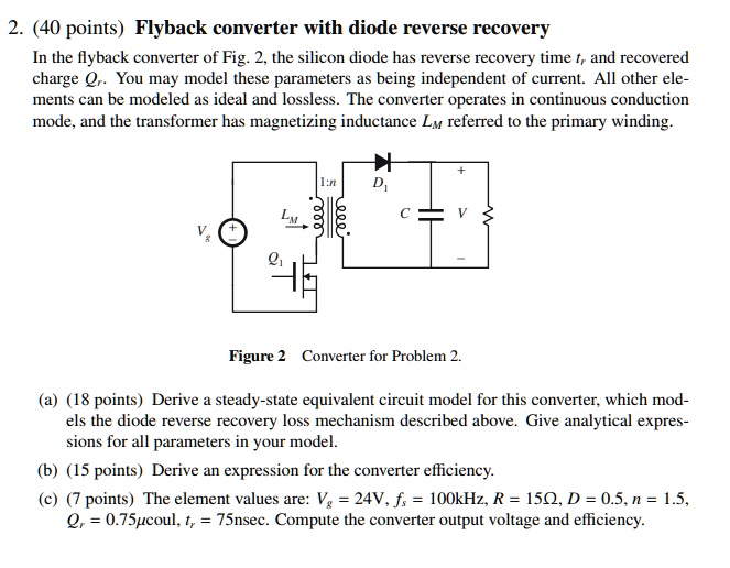 SOLVED: Flyback converter with diode reverse recovery In the flyback ...