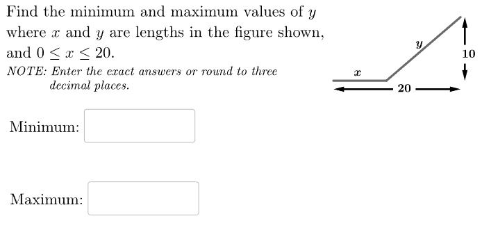 SOLVED: Find the minimum and maximum values of y where x and y are ...