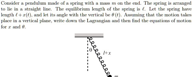 SOLVED: Consider a pendulum made of a spring with a mass m on the end ...