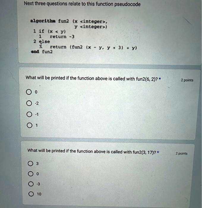 Solved Algorithm Fun2 X Y 1 If X