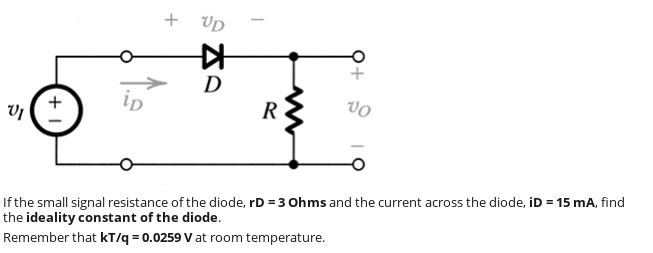 If the small signal resistance of the diode, rD = 3 Ohms and the ...