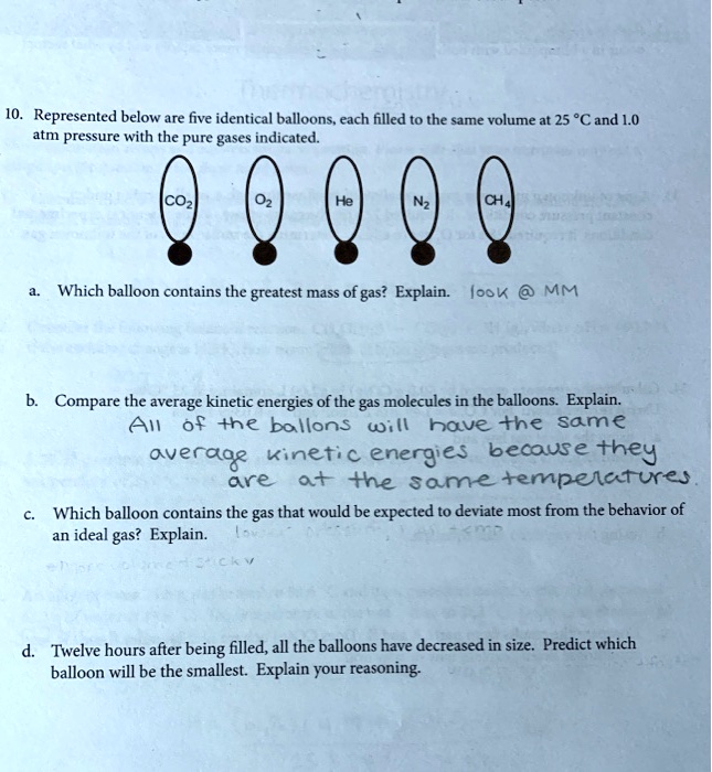 represented below are five identical balloons each filled to the same ...