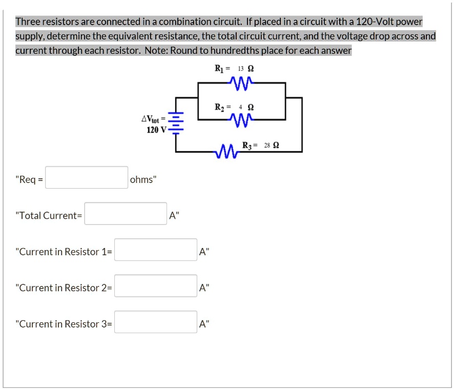 Three resistors are connected in a combination circuit. If placed in a ...