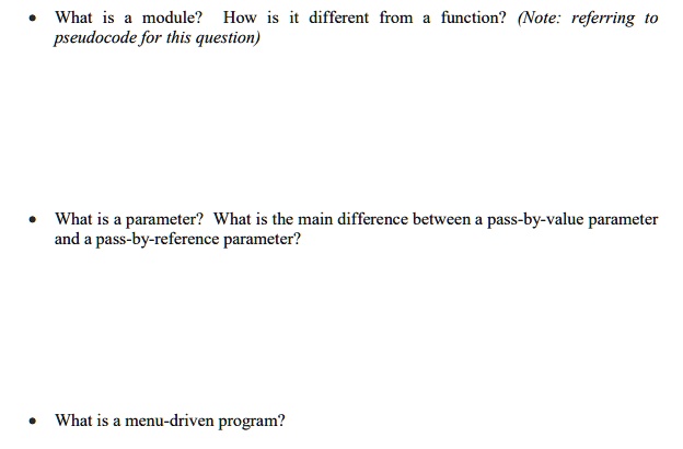 Solved What Is A Module How Is It Different From A Function Note 1478