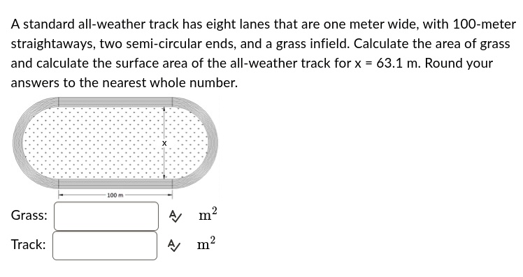 A standard all-weather track has eight lanes that are one...