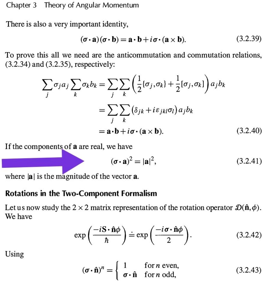 SOLVED: Chapter 3: Theory of Angular Momentum There is also a very important identity, (0.a)(-b ...