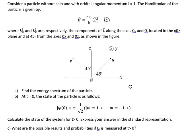 SOLVED: Consider a particle without spin and with orbital angular momentum I = 1. The ...