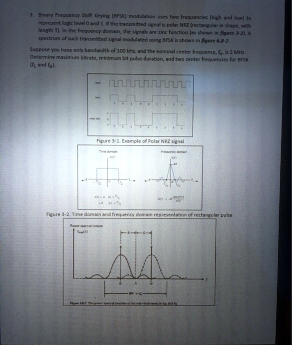 SOLVED: Binary Frequency Shift Keying (BFSK) modulation uses two frequencies (high and low) to ...