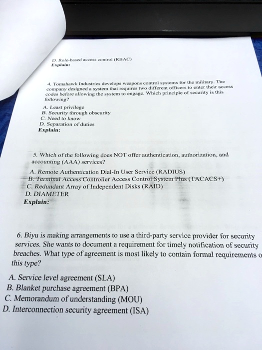 SOLVED: D. Role-based access control (RBAC) Explain: 4. Tomahawk ...
