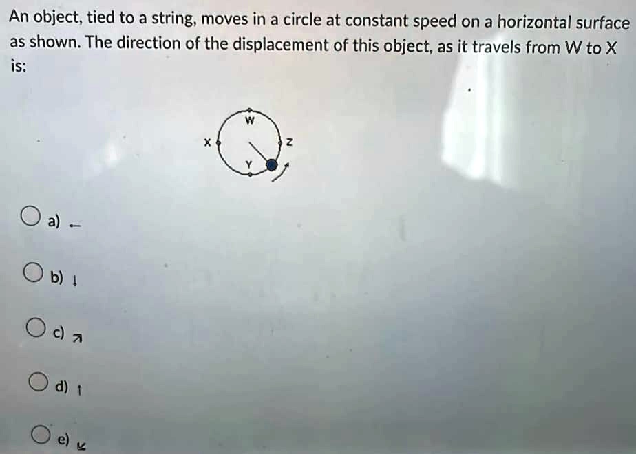 an object tied to a string moves in a circle at a constant speed on a horizontal surface as ...