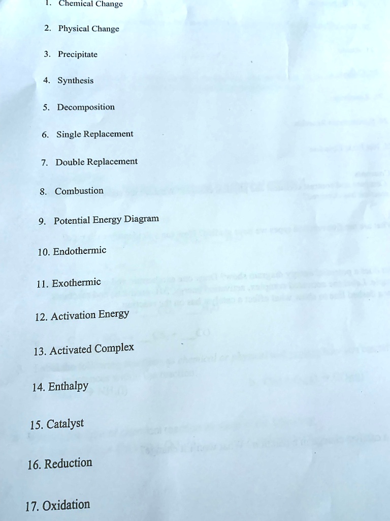 Define them chemical Change Physical Change Precipitate Synthesis ...