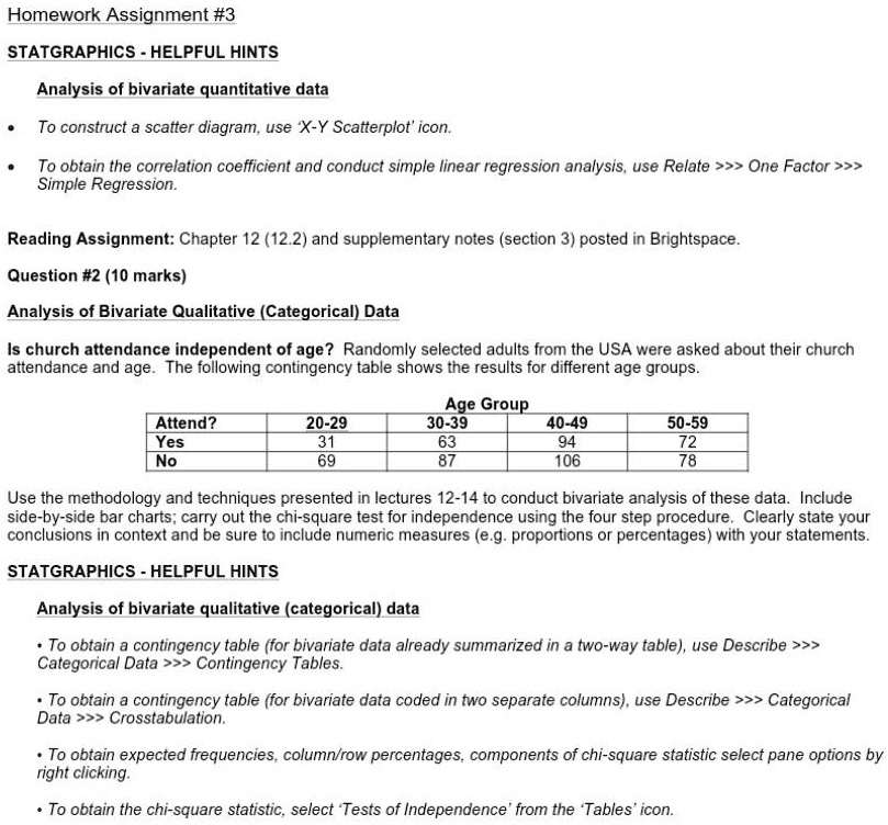 Solved Homework Assignment 3 Statgraphics Helpful Hints Analysis Of Bivariate Quantitative
