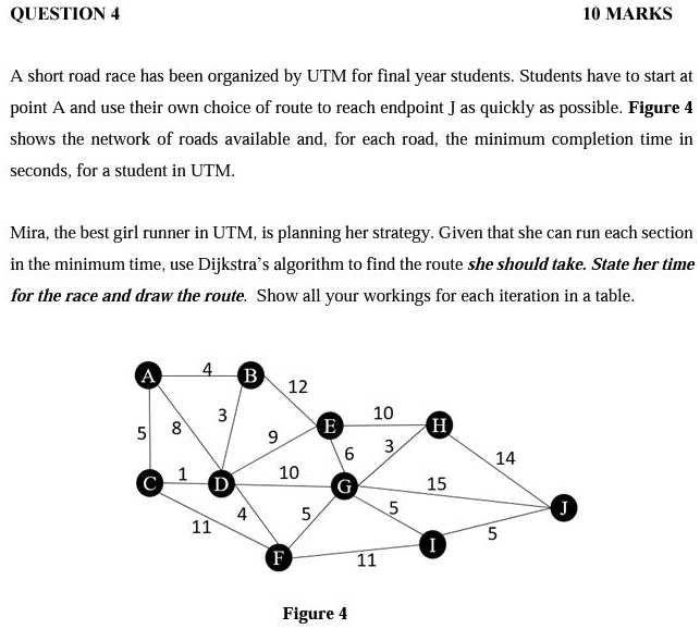 SOLVED: QUESTION 4 [0 MARKS A short road race has been organized by UTM ...