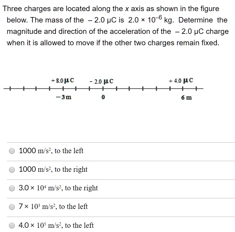 three charges are located along the x axis as shown in the figure below ...