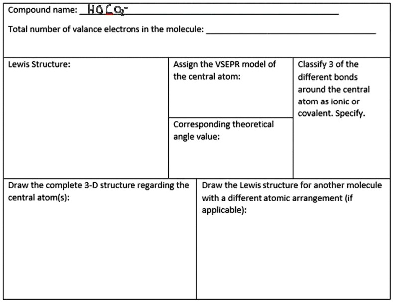 SOLVED: Compound name: HCo- Total number of valance electrons in the ...