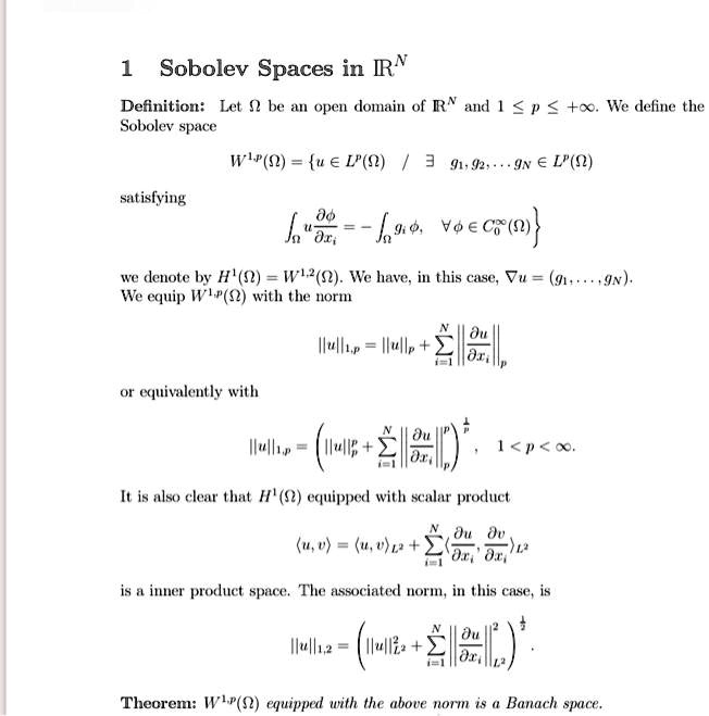 SOLVED: Sobolev Spaces in RRN Definition: Let 02 be #H OpCn dlomain of RN and]