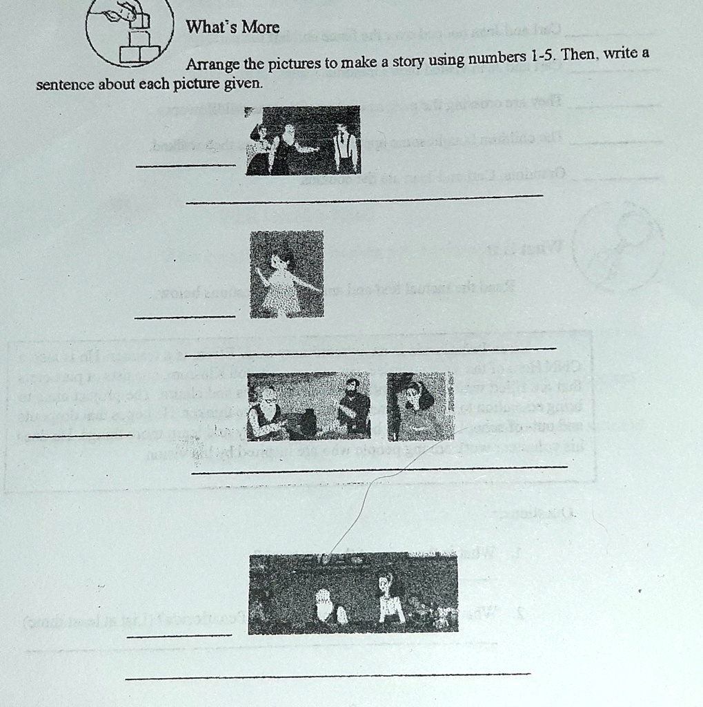 SOLVED: "arrange the pictures to make a story using number 1-5 then ...
