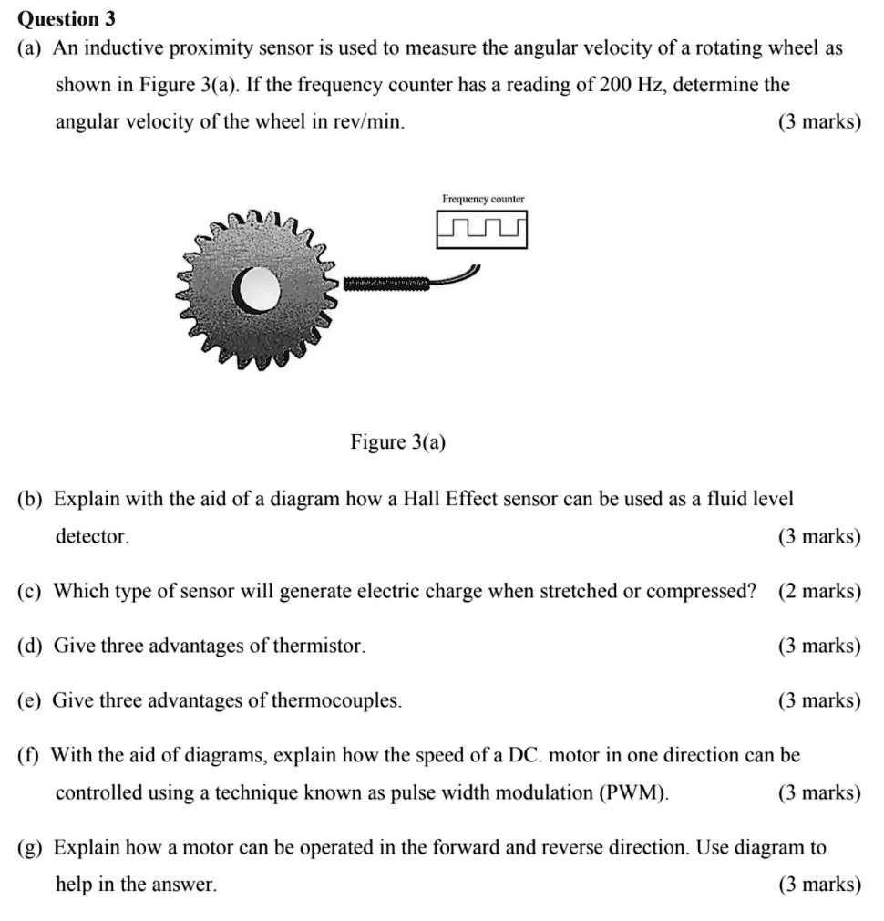 Question 3 (a) An inductive proximity sensor is used to measure the ...