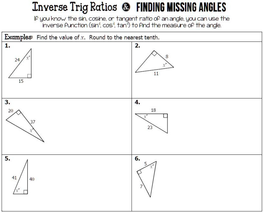 SOLVED Please Help I Need Help With Trigonometry Inverse Trig Ratios
