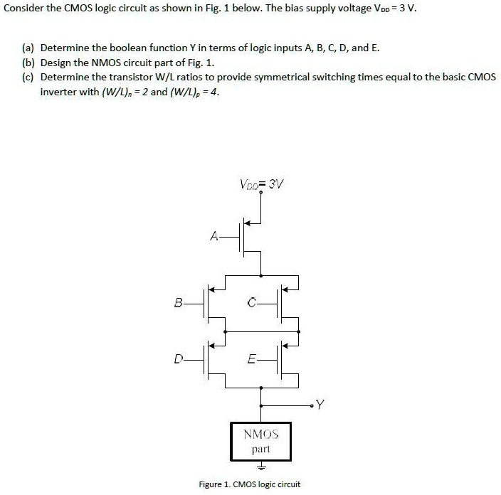 Solved Consider The Cmos Logic Circuit As Shown In Fig 1 Below The Bias Supply Voltage Vdd