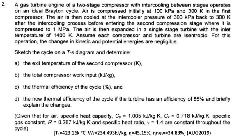 a gas turbine engine of a two stage compressor with intercooling ...