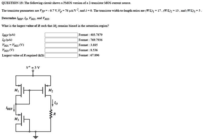 Solved Question 15 The Following Circuit Shows A Pmos Version Of A 2