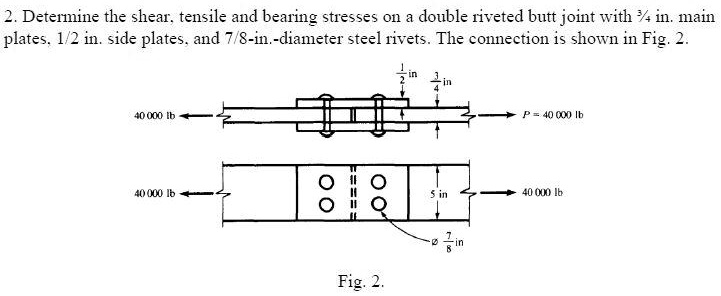 SOLVED: 2.Determine the sheartensile and bearing stresses on a double ...