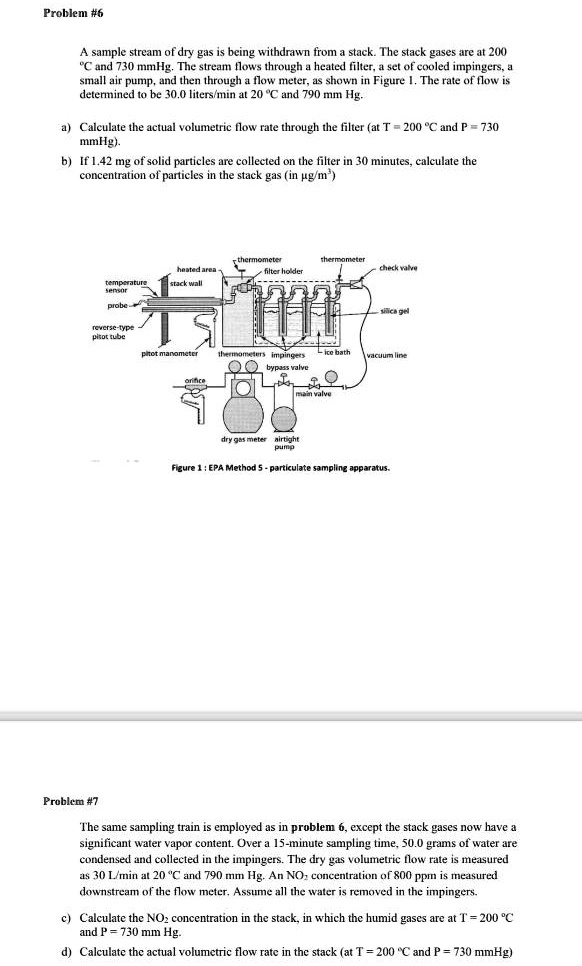 Problem #6 A sample stream of dry gas is being withdrawn from a stack ...