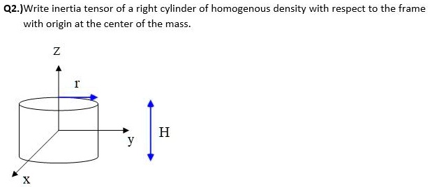 Q2.)Write inertia tensor of a right cylinder of homogenous density with ...