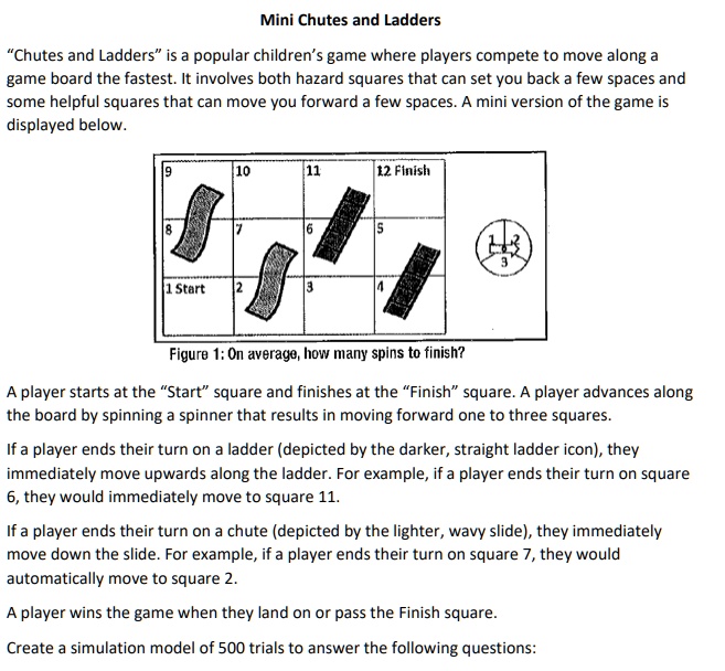 question based on your mini chutes and ladders model and your analysis ...