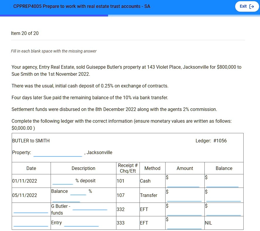 SOLVED: Your agency, Entry Real Estate, sold Giuseppe Butler's property at 143 Violet Place ...