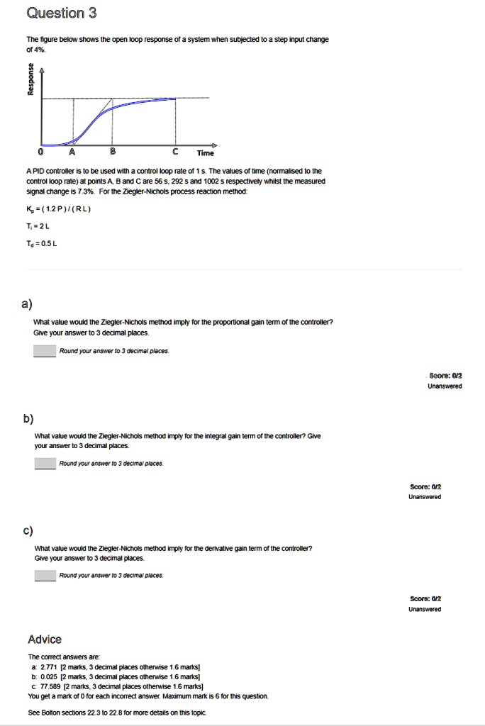 SOLVED: Question 3 The figure below shows the open loop response of a system when subjected to a ...