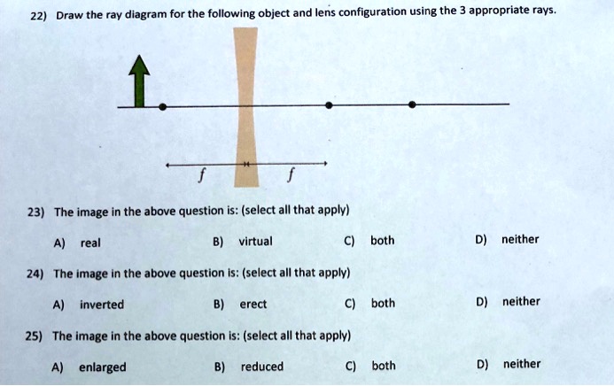 22) Draw the ray diagram for the following object and lens ...